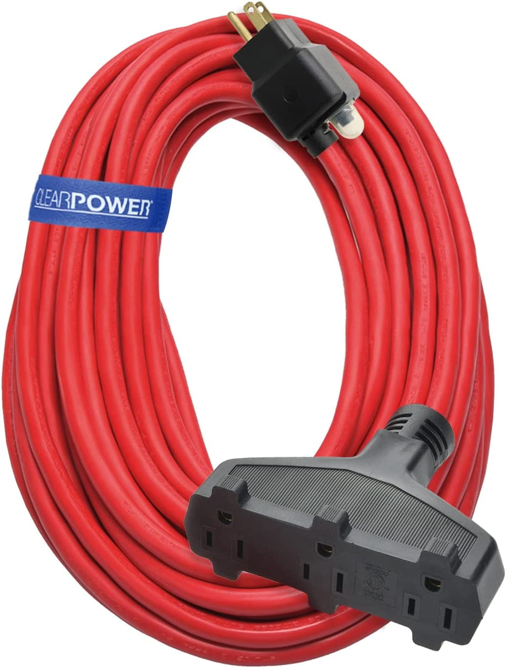50 ft 14/3 SJTW 3 Outlet Heavy Duty Outdoor Extension Cord with Circuit ...