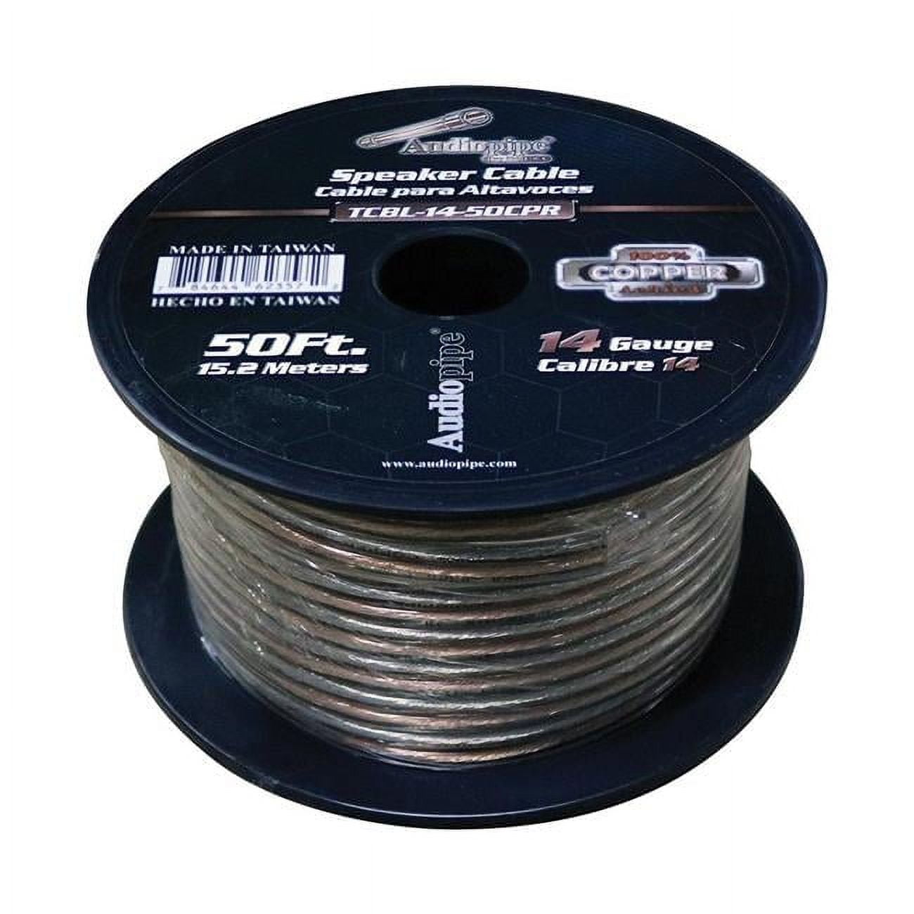 50 ft. 14 Gauge 100 Percent Copper Series Speaker Wire Roll - Clear PVC ...