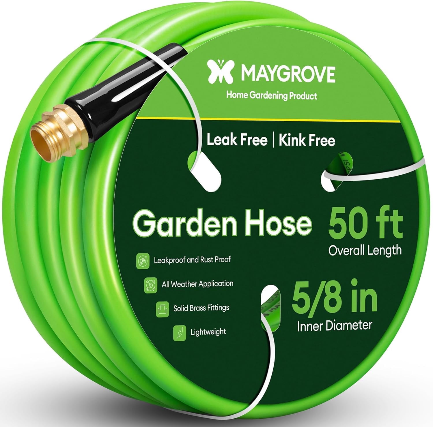 50 ft Garden Hose, 5/8 in ID, Heavy-Duty, Leakproof, Kink-Resistant ...