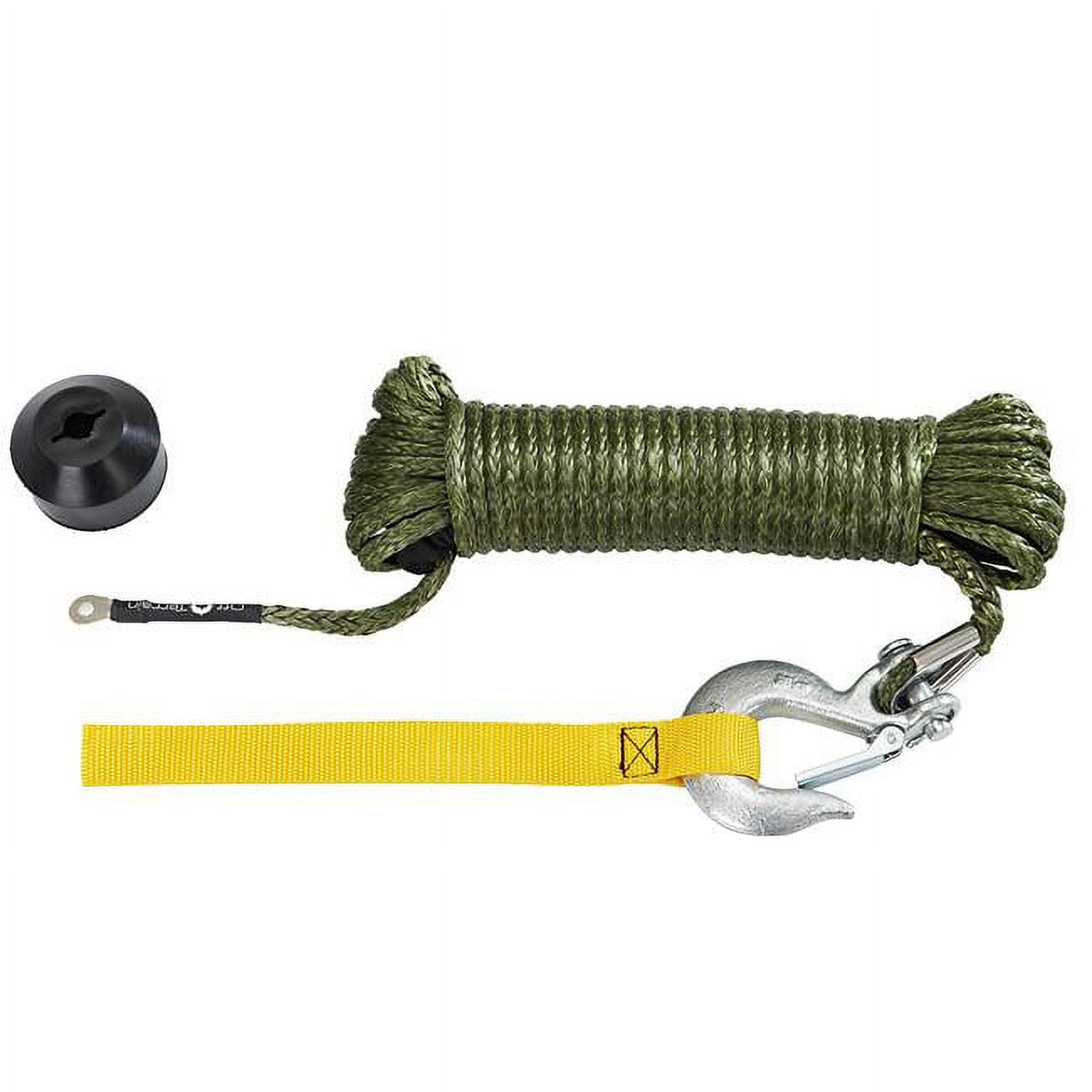 50 ft. x 0.25 in. Synthetic Winch Rope Kit with Snap Hook & Rubber ...