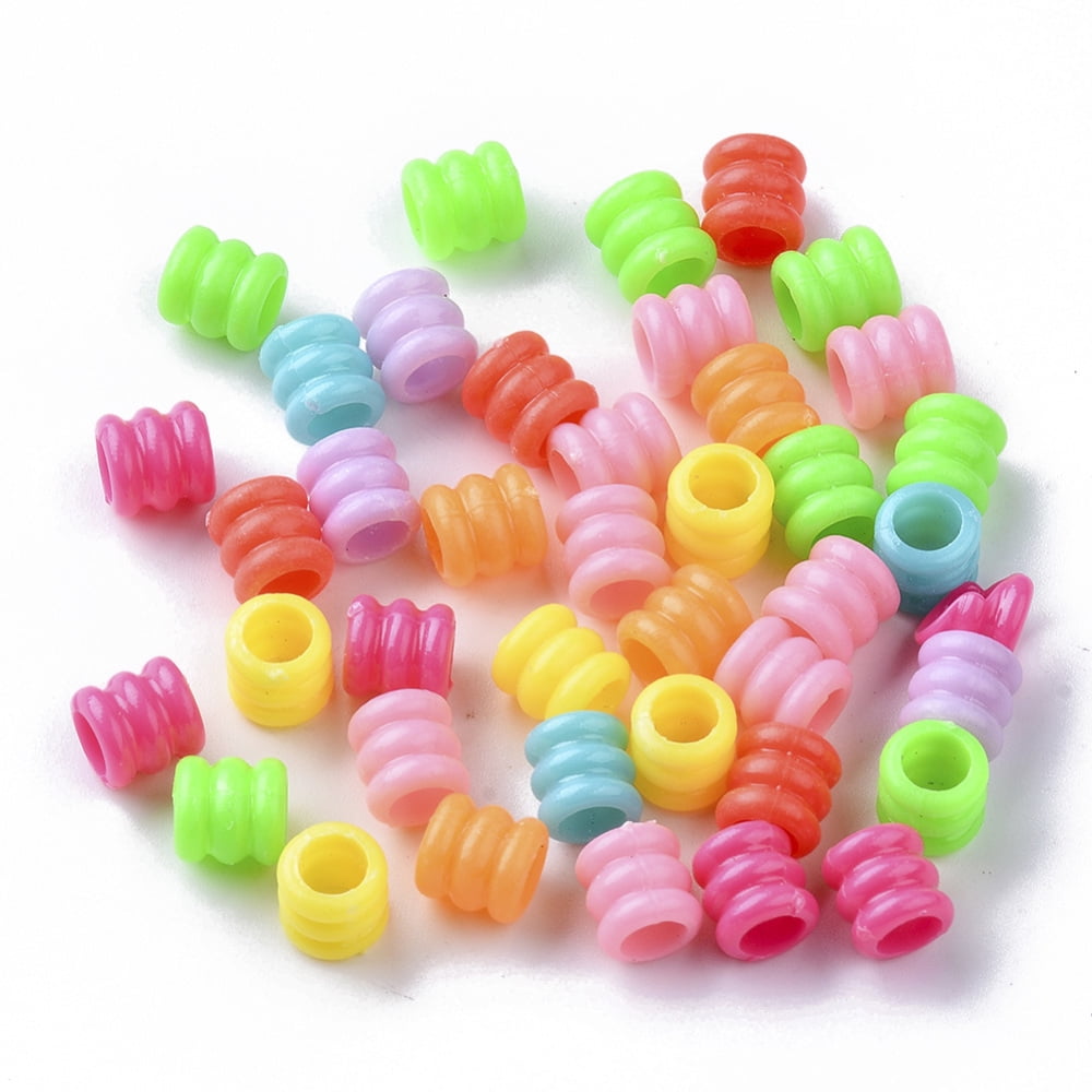 50 g Opaque Polystyrene Plastic European Groove Beads Large Hole Beads ...