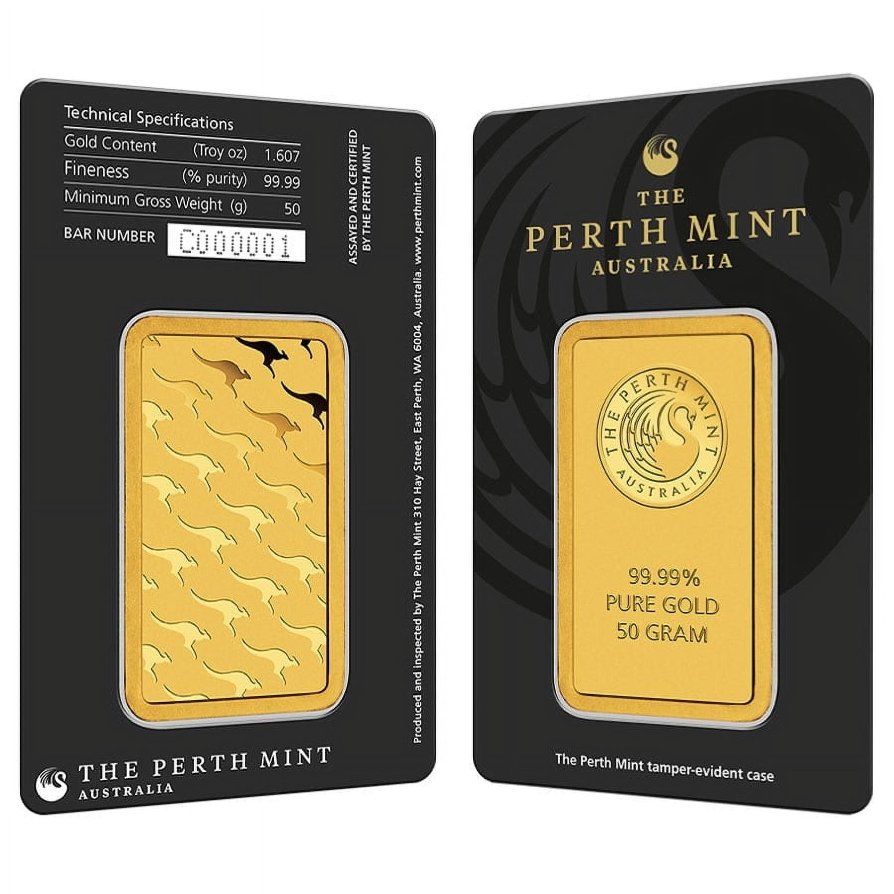 50 Gram Perth Mint Gold Bar .9999 Fine (in Assay) - Walmart.com