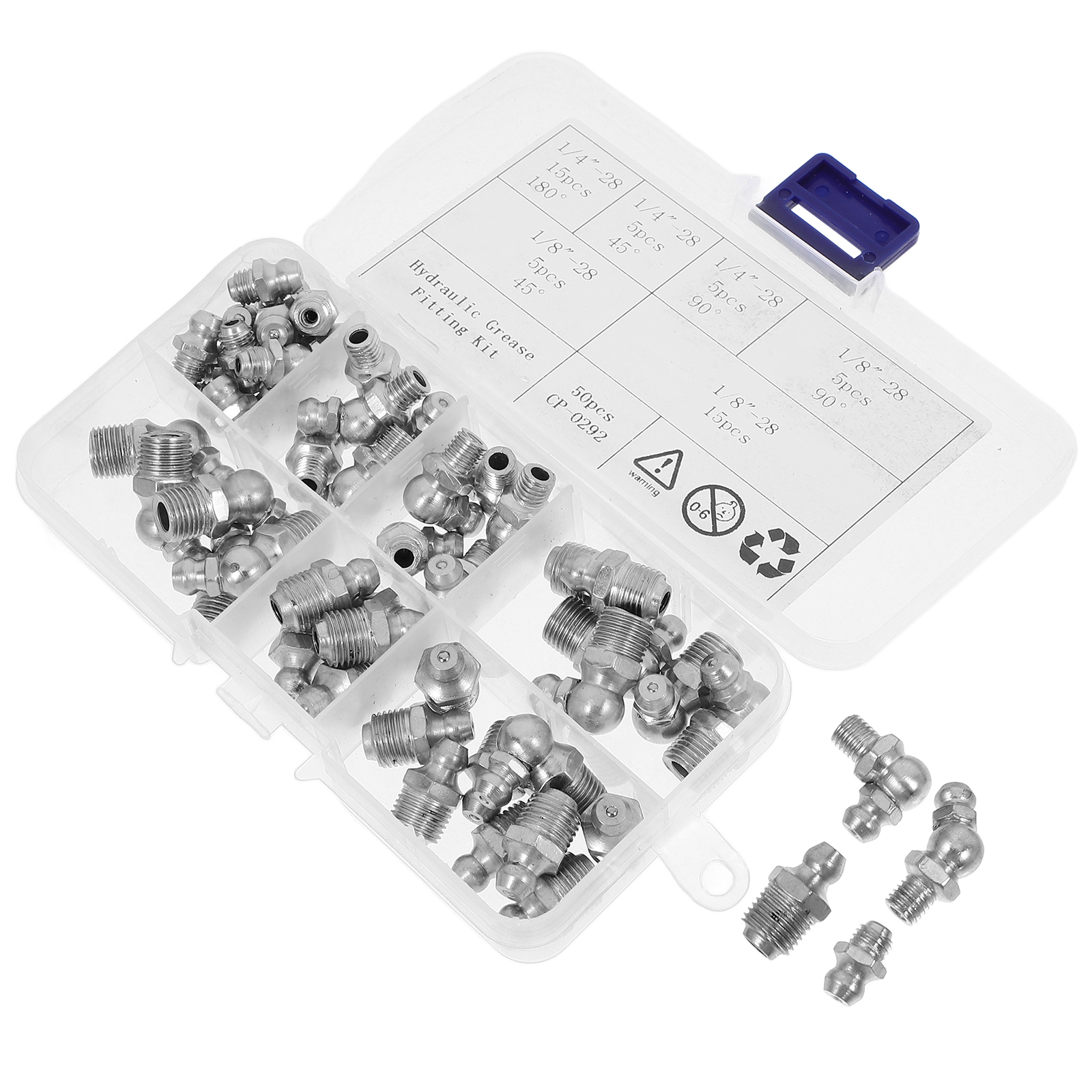 50 in 1 Replacement Grease Fitting Assortment Set (Silver) - Walmart.com