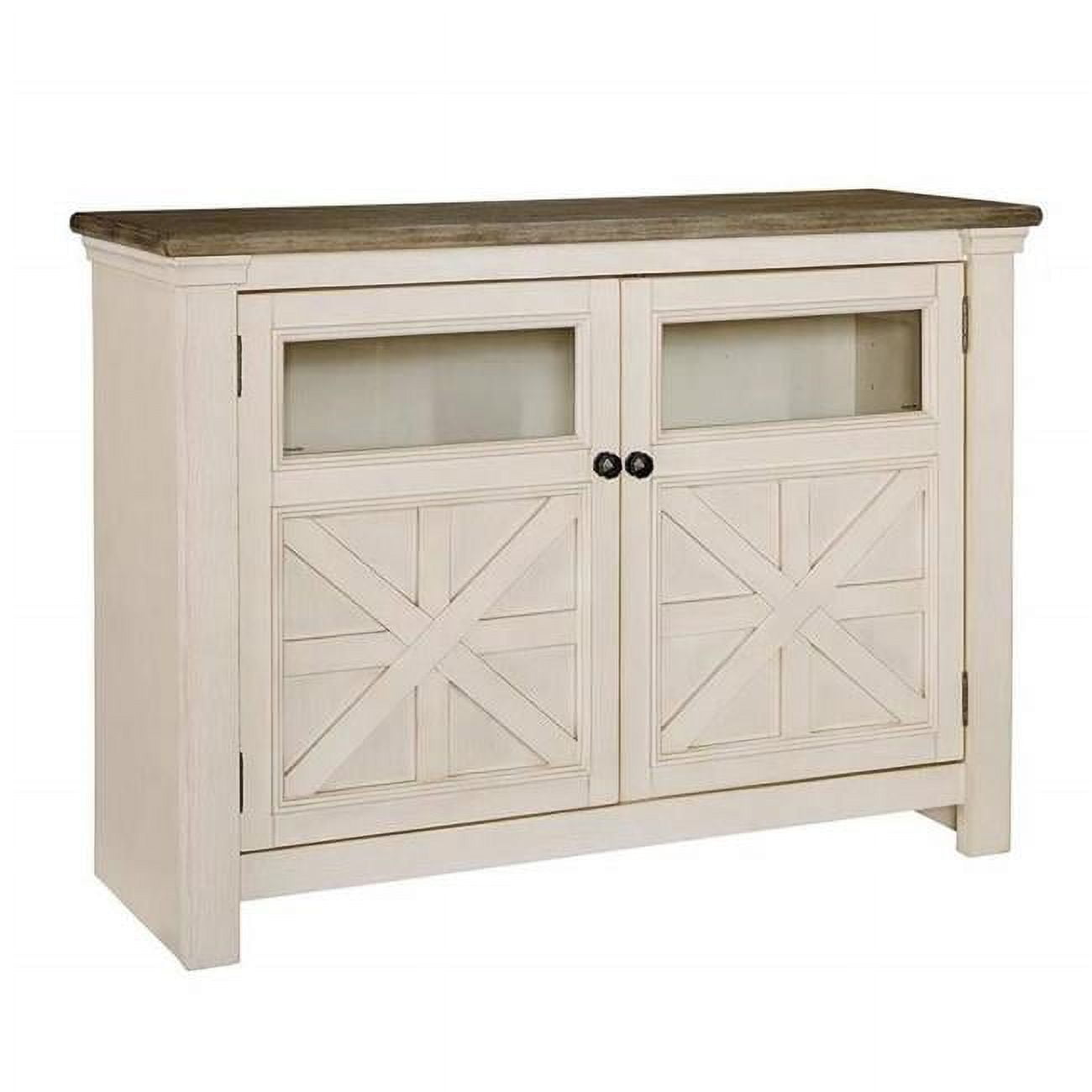 50 in. 2 Door TV Stand with Cross Buck Design, Brown & White - Walmart.com