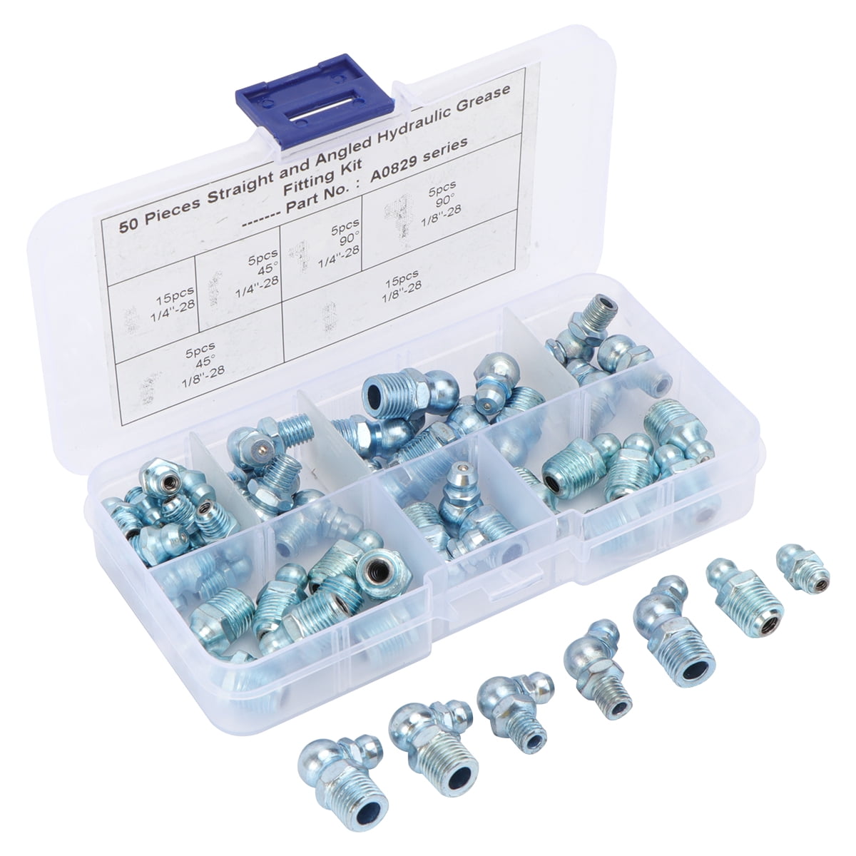 50 Pieces Grease Fitting Assortment Set for Machine Use with Metal ...