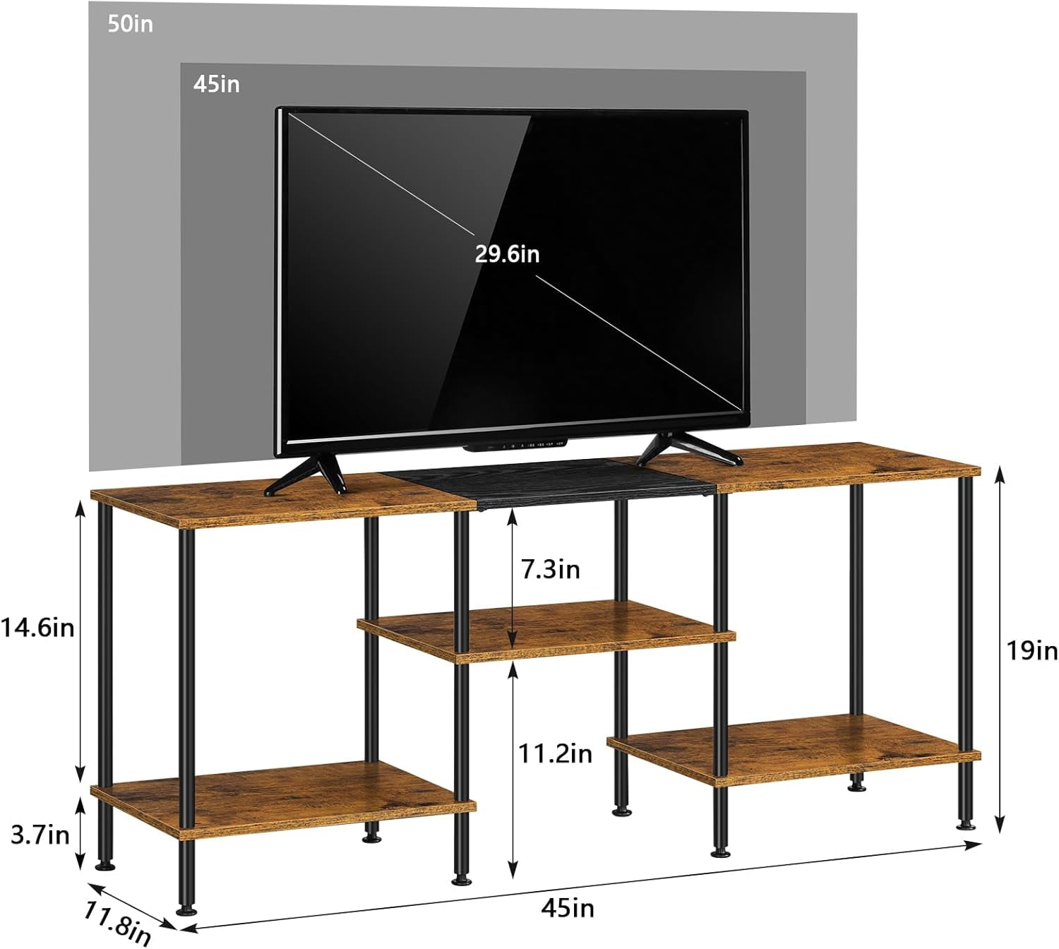 50 inch TV Stand for Bedroom Rustic Brown TV Entertainment Center with ...