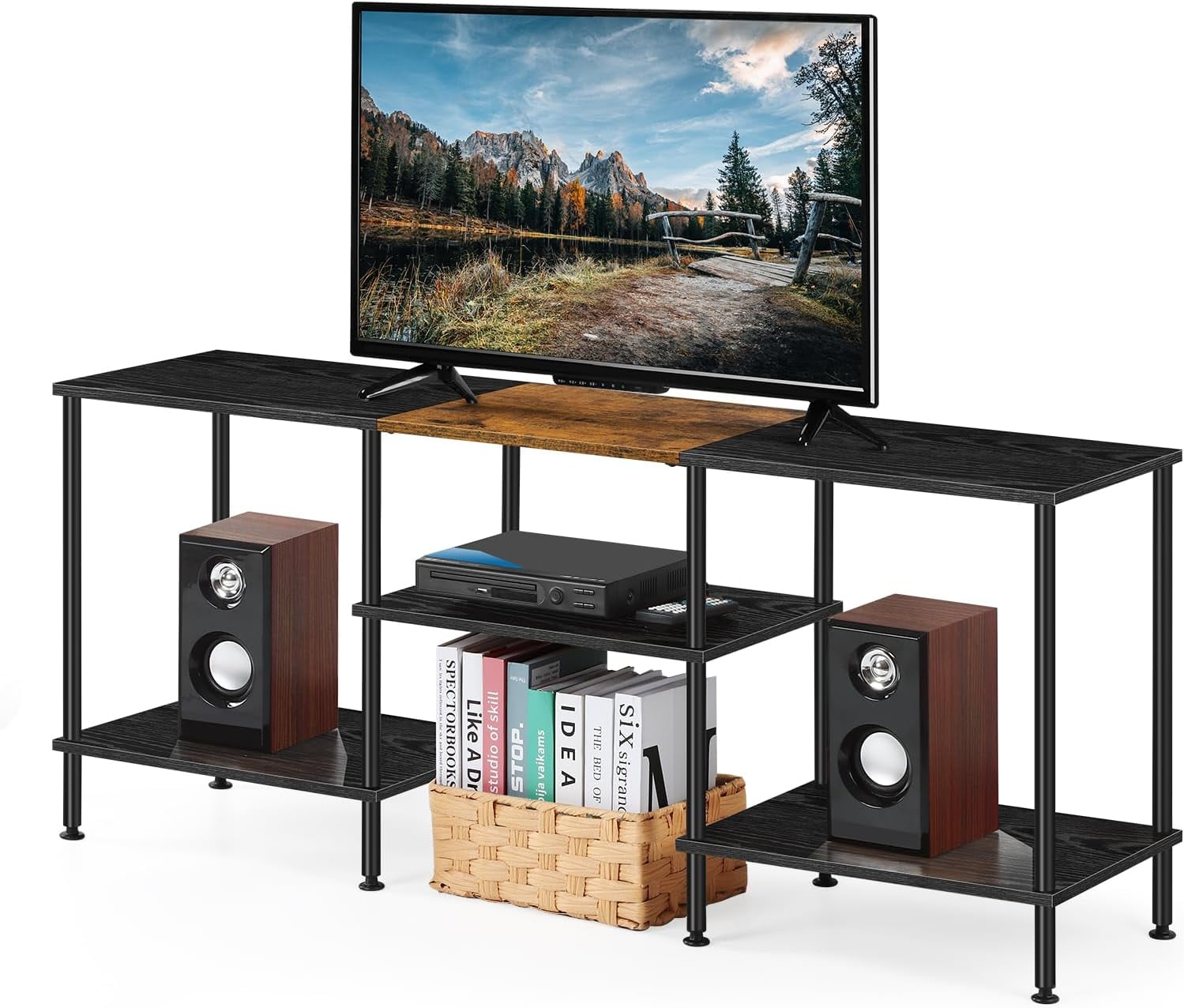 50 inch TV Stand Entertainment Center with Storage Shelves Small Tall ...