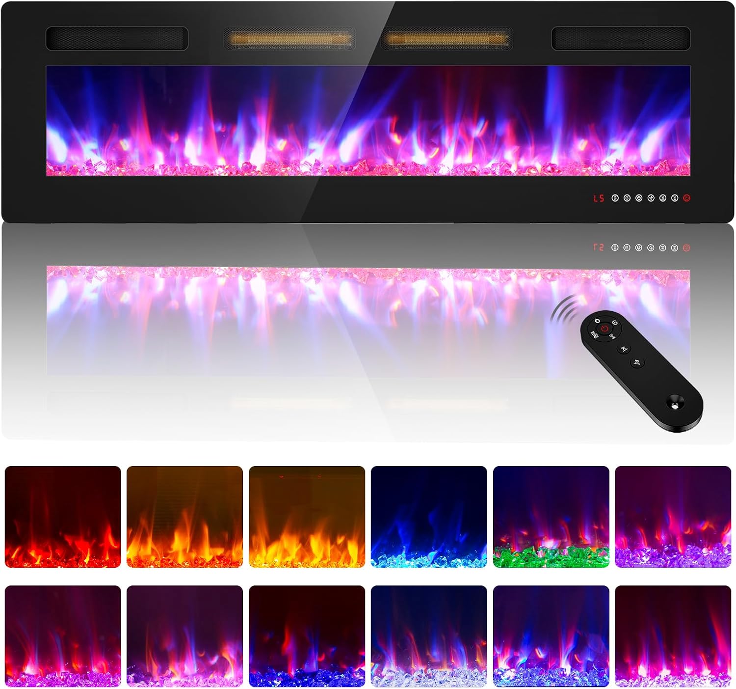 50 inches Electric Fireplace-Wall Fireplace for Living Room-Fireplace ...
