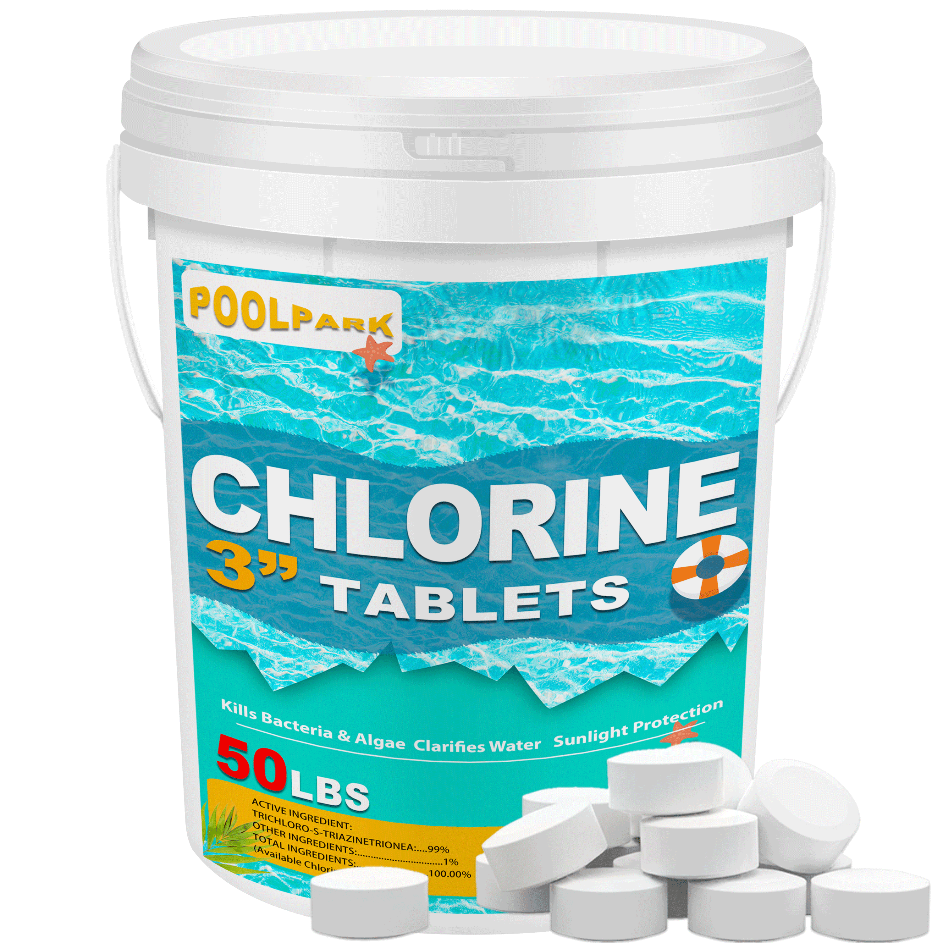 50 lbs 3 inch CHL0RINE TABLETS for Pool Inflatable Pools - Walmart.com
