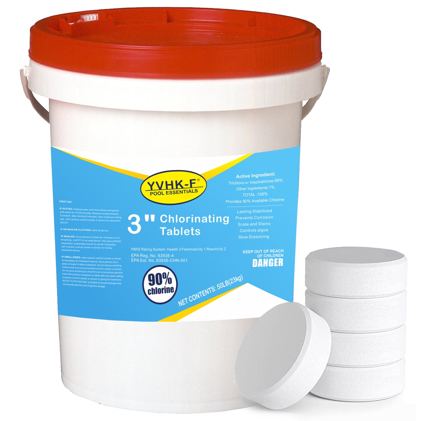 50 lbs 3 inch CHL0RINE TABLETS for Pool Inflatable Pools - Walmart.com