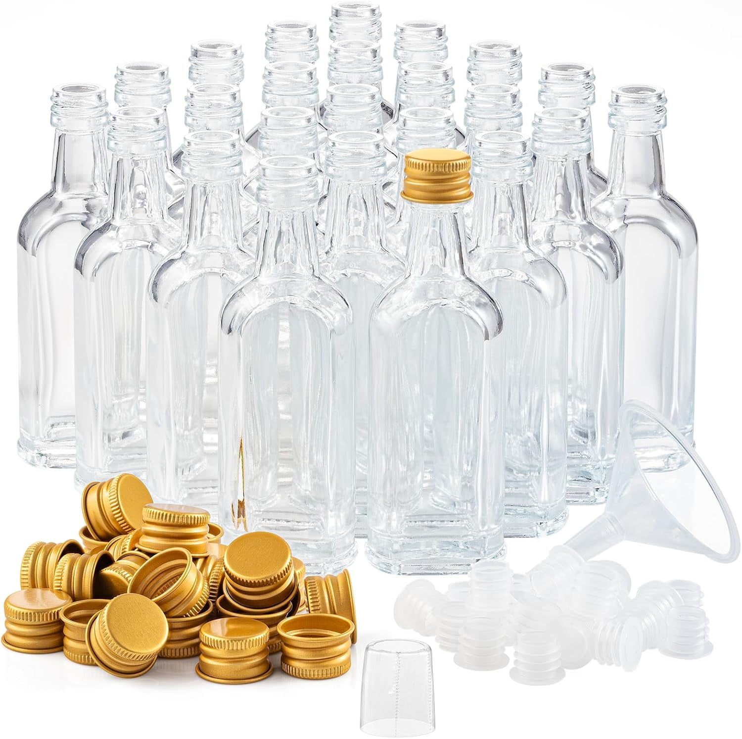 50 ml (1.7oz) Mini Small Glass Bottles With Leak Proof Gold Caps ...