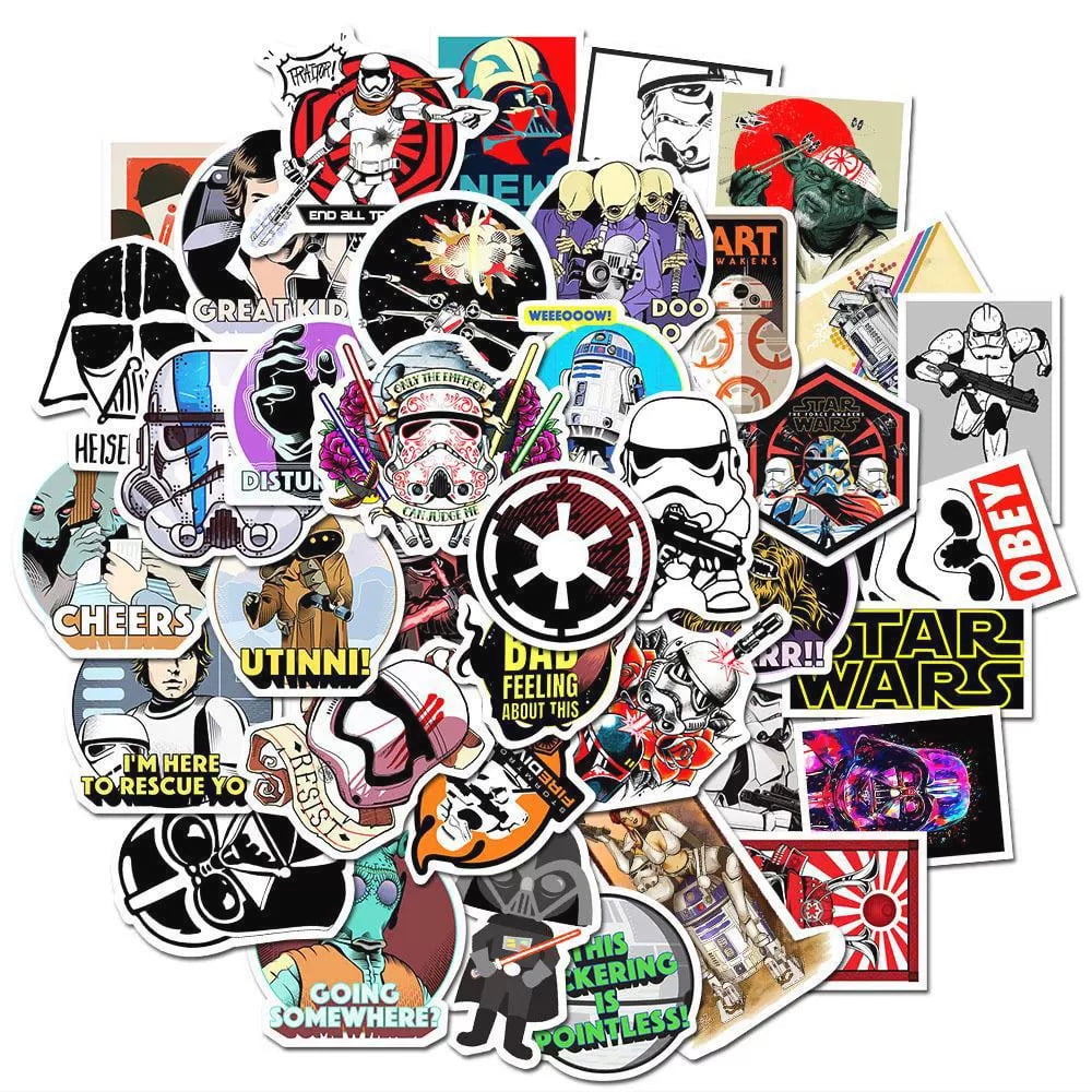 50 movies: S-tar Wars graffiti stickers, luggage suitcases, guitar ...