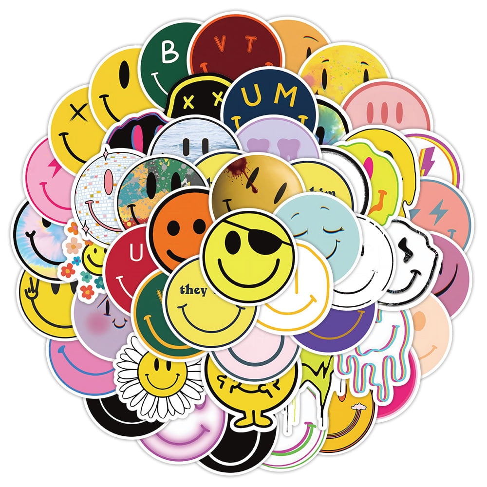 50 new smiley face emoji graffiti stickers for notebooks, suitcases ...
