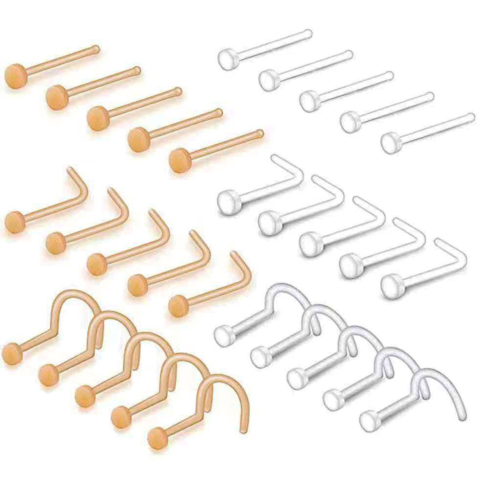 50% off 20g Clear Nose Rings Studs Retainer for Work Surgery Flexible ...