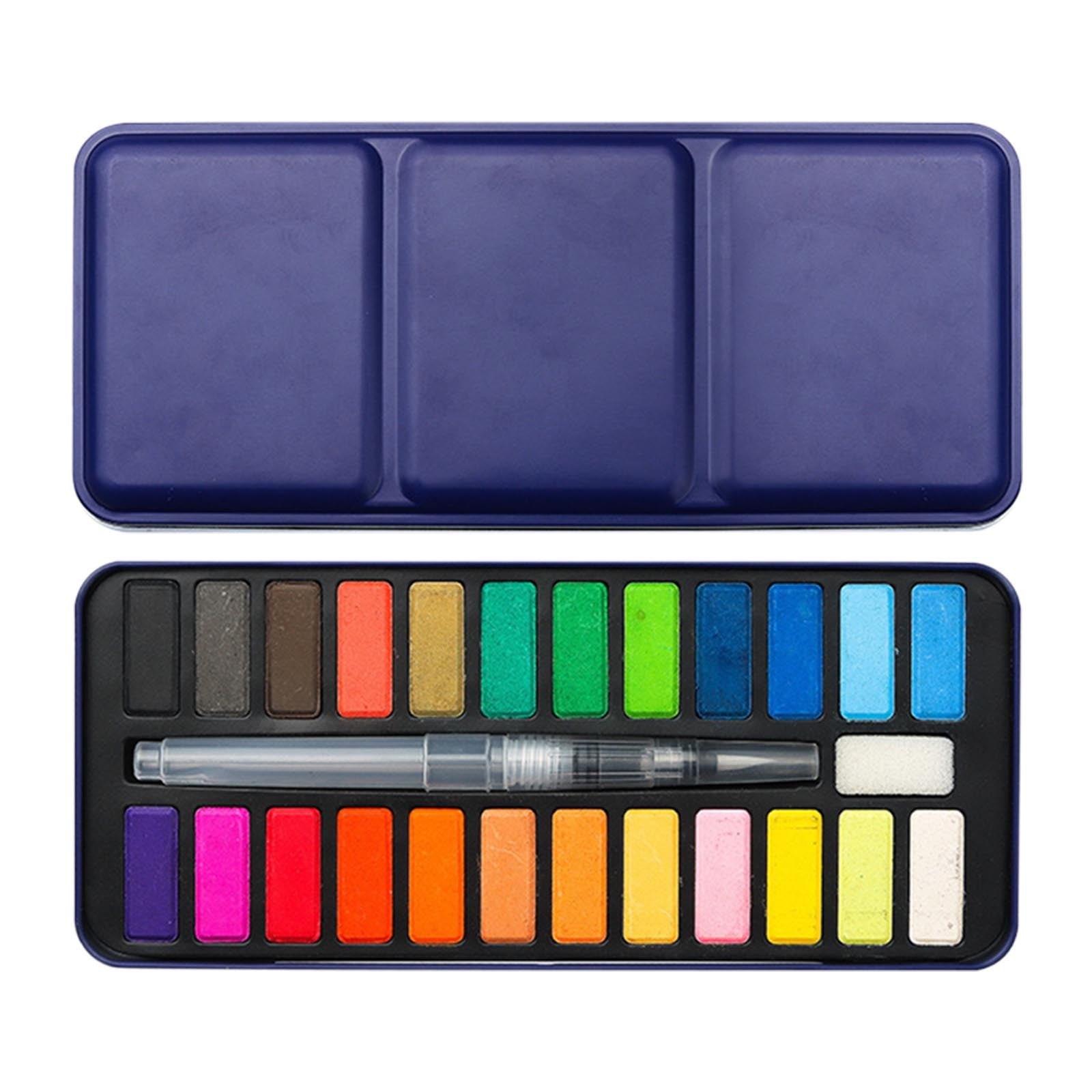 50% off! 24 Color Solid Watercolor Paint Suit Iron Box Art Supplies ...