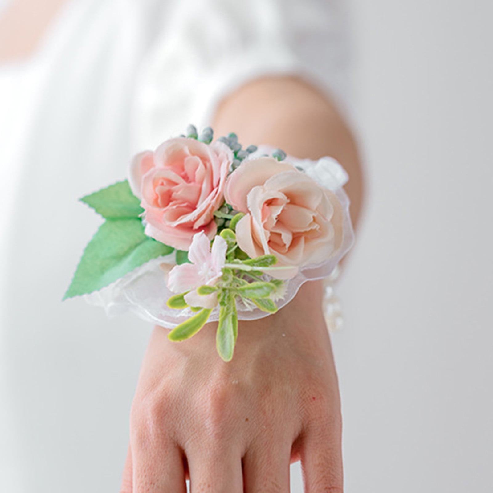 50% off! Champagne Prom Flower Wrist Corsage for Wedding, Rose Wrist ...