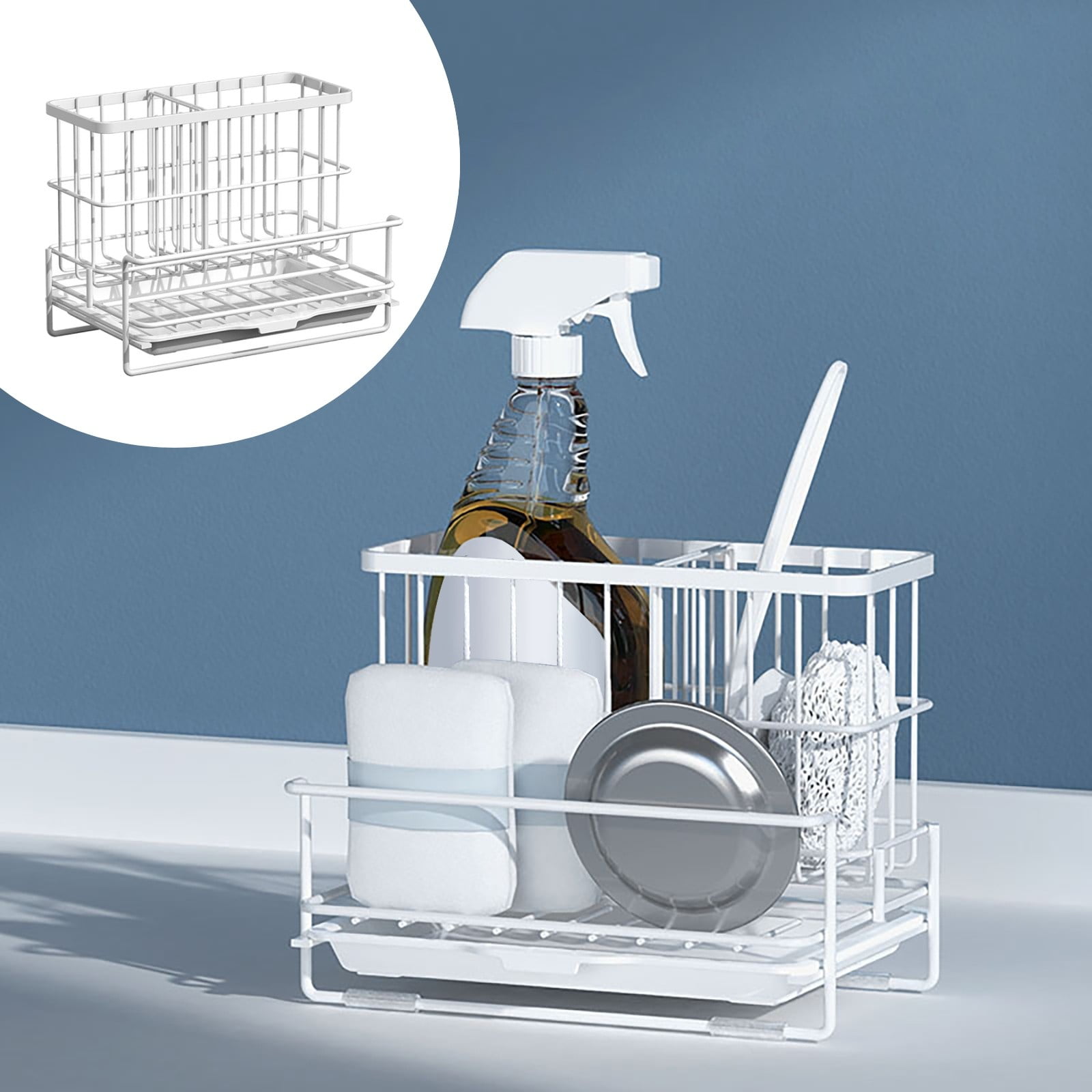 50% off Clearance! Adjustable Dish Rack Wrought Iron Drains Rack Storage Basket Sink Kitchen ...