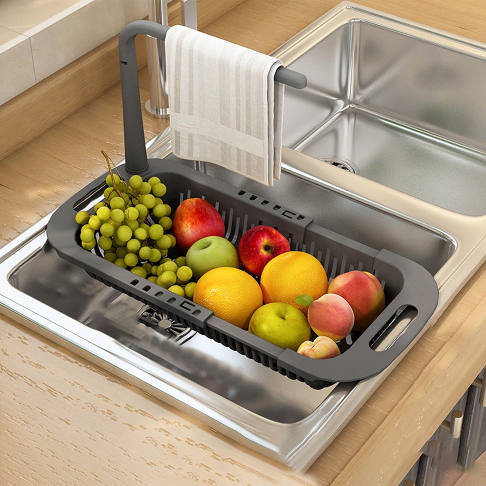 50% off Clearance! Dish Rack Telescopic Drains Basket Home Kitchen ...