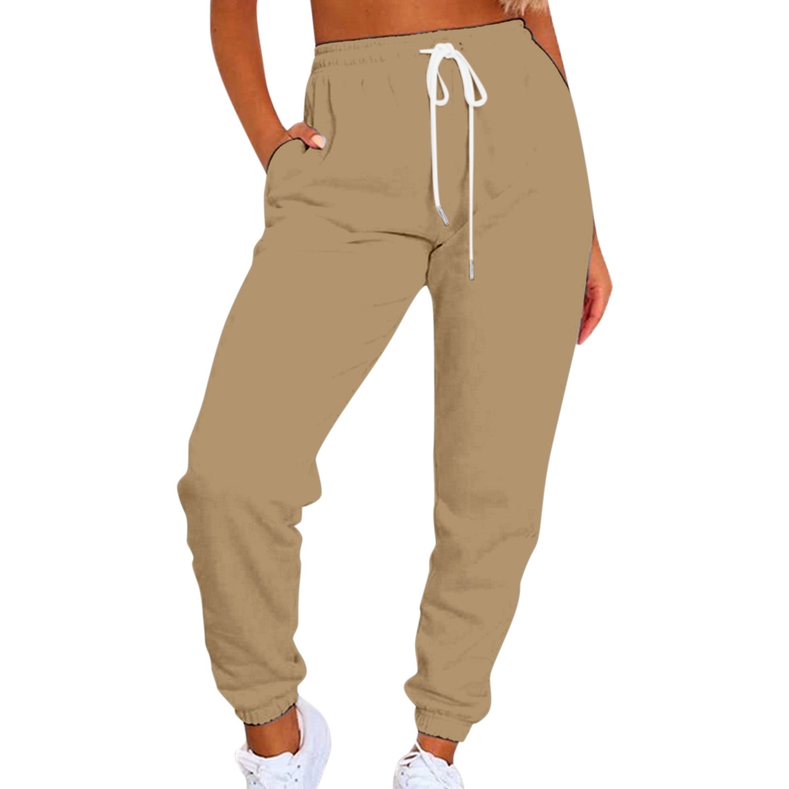 50% off Clearance Plus Size Pants Women's Solid Color Casual Sports Tie ...