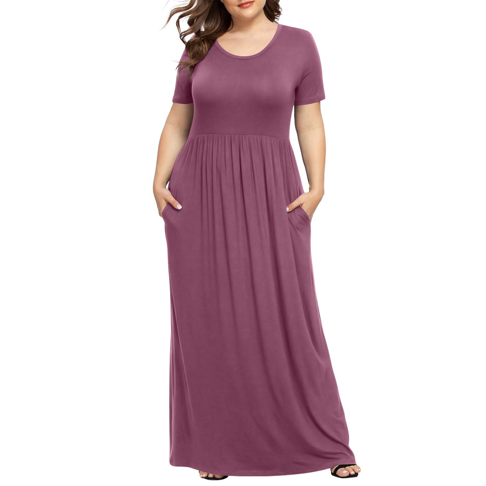 Summer Fashion Plus Size Spring Dresses for Women 2026 Solid Color ...