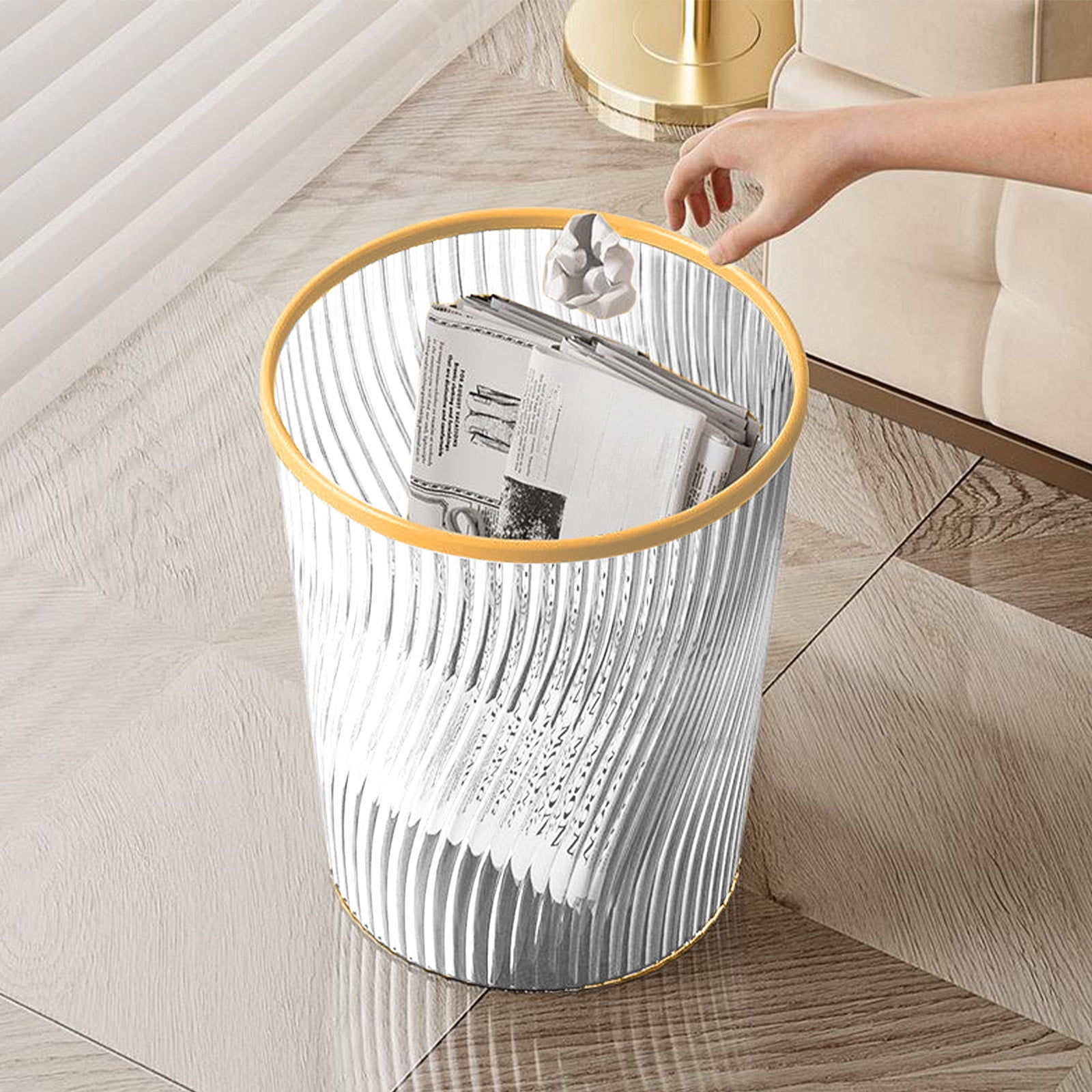 Trash Can Kitchen Vertical Light Trash Can Translucent Large Capacity ...