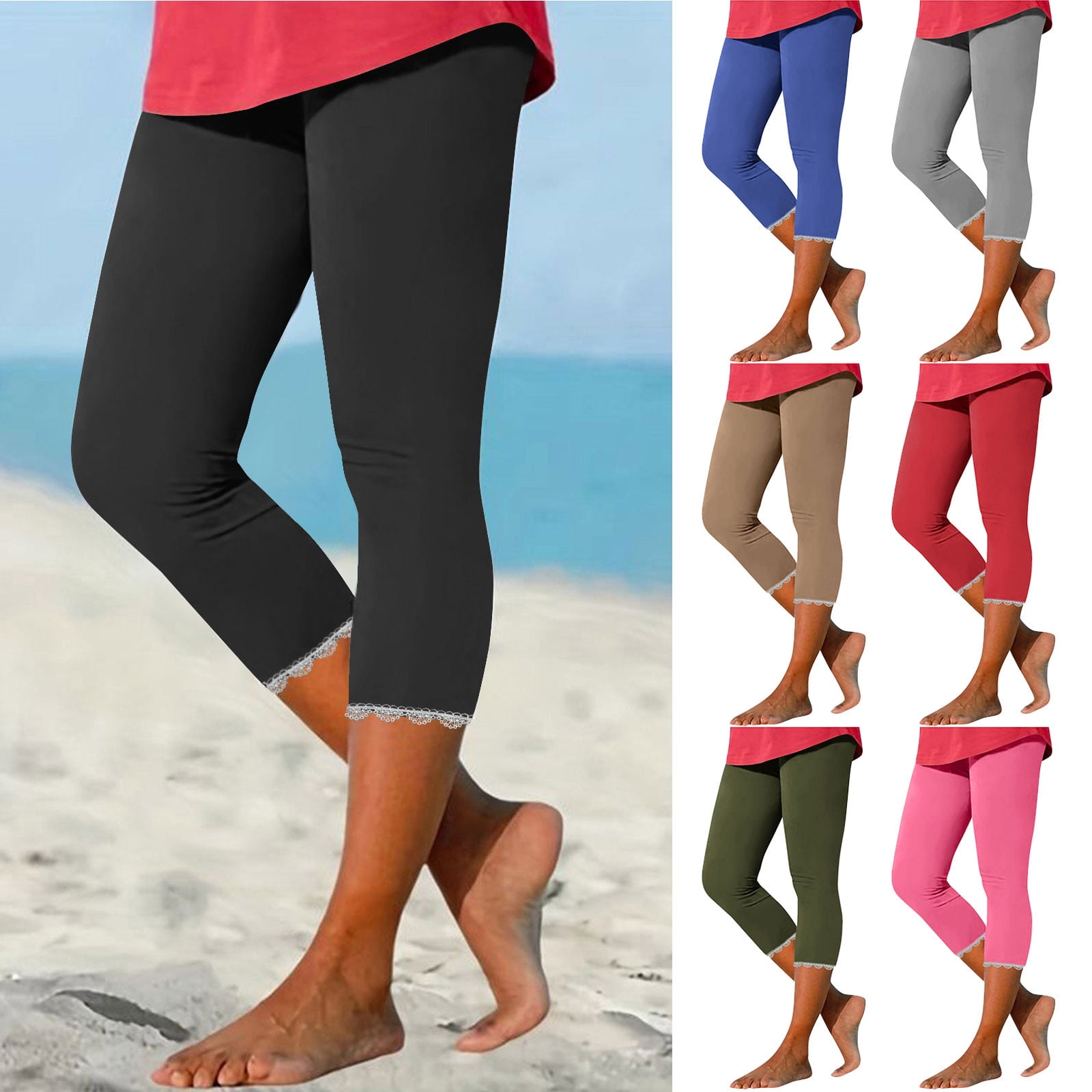 50% off Clearance! ZHUGeLI Capris for Women Casual Summer Beach Pants ...