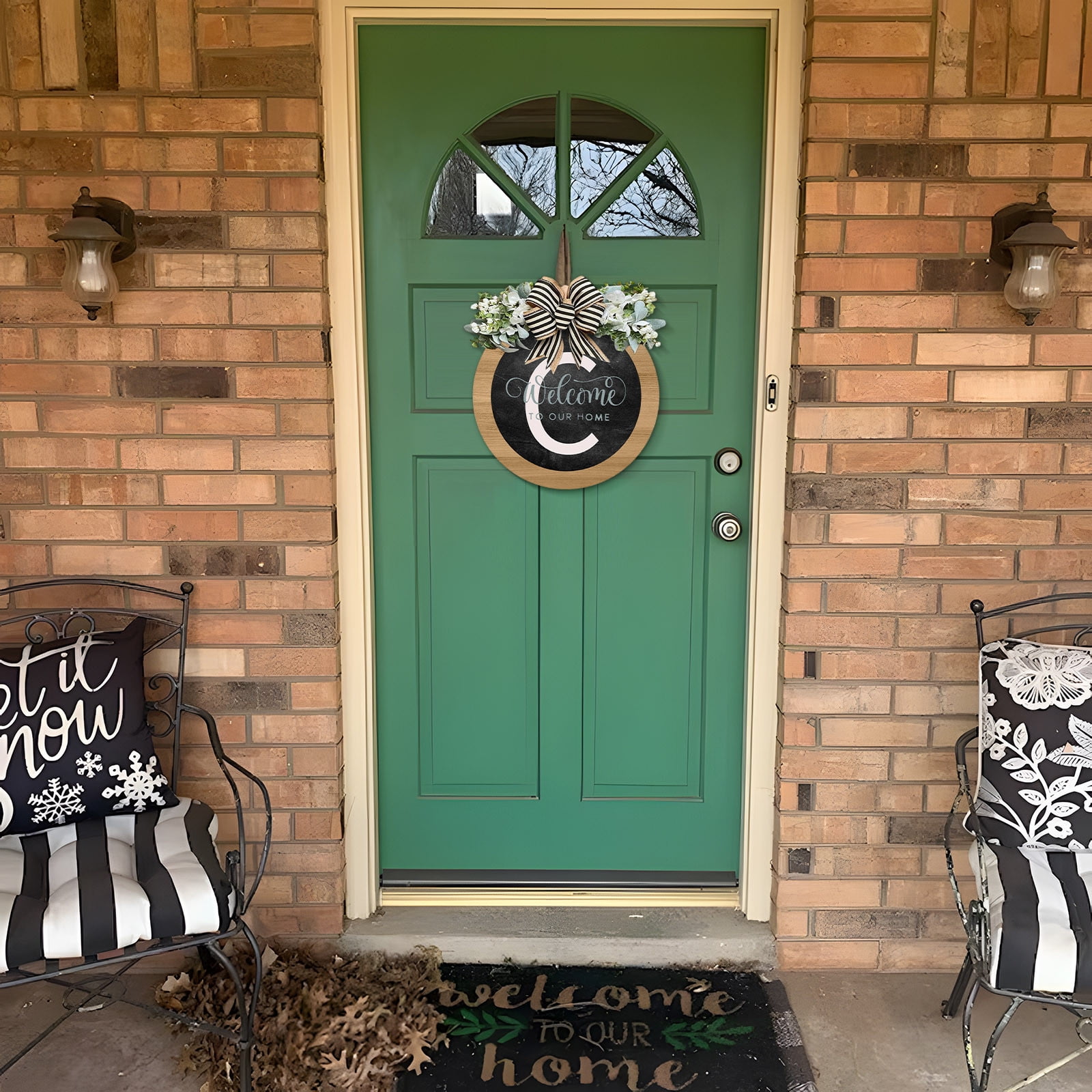 50% off Last Name Year Round Front Door Wreath Decorative Hanging ...