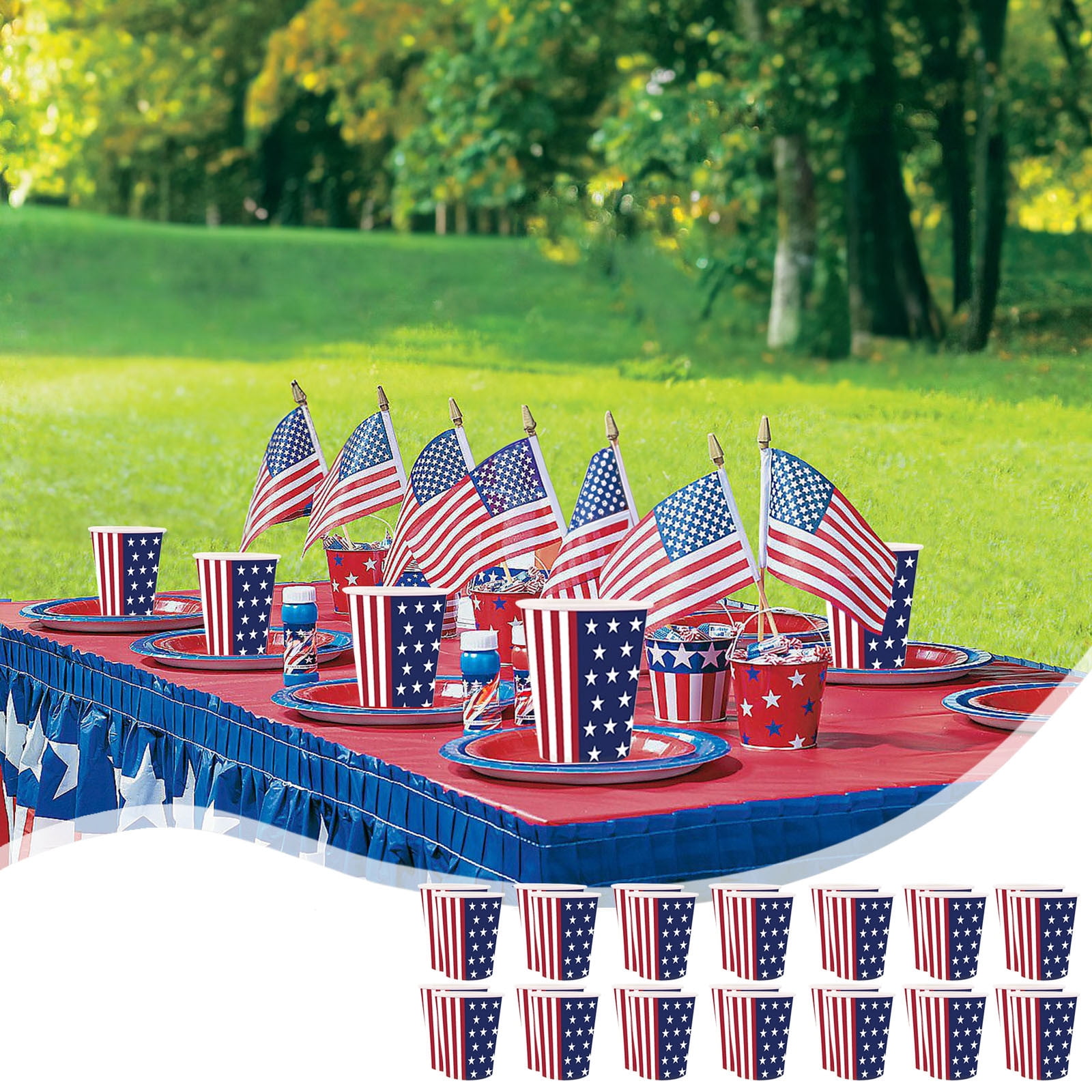 PALIFEUR Patriotic Disposable Cups 4th of July Decorations Paper Cups ...