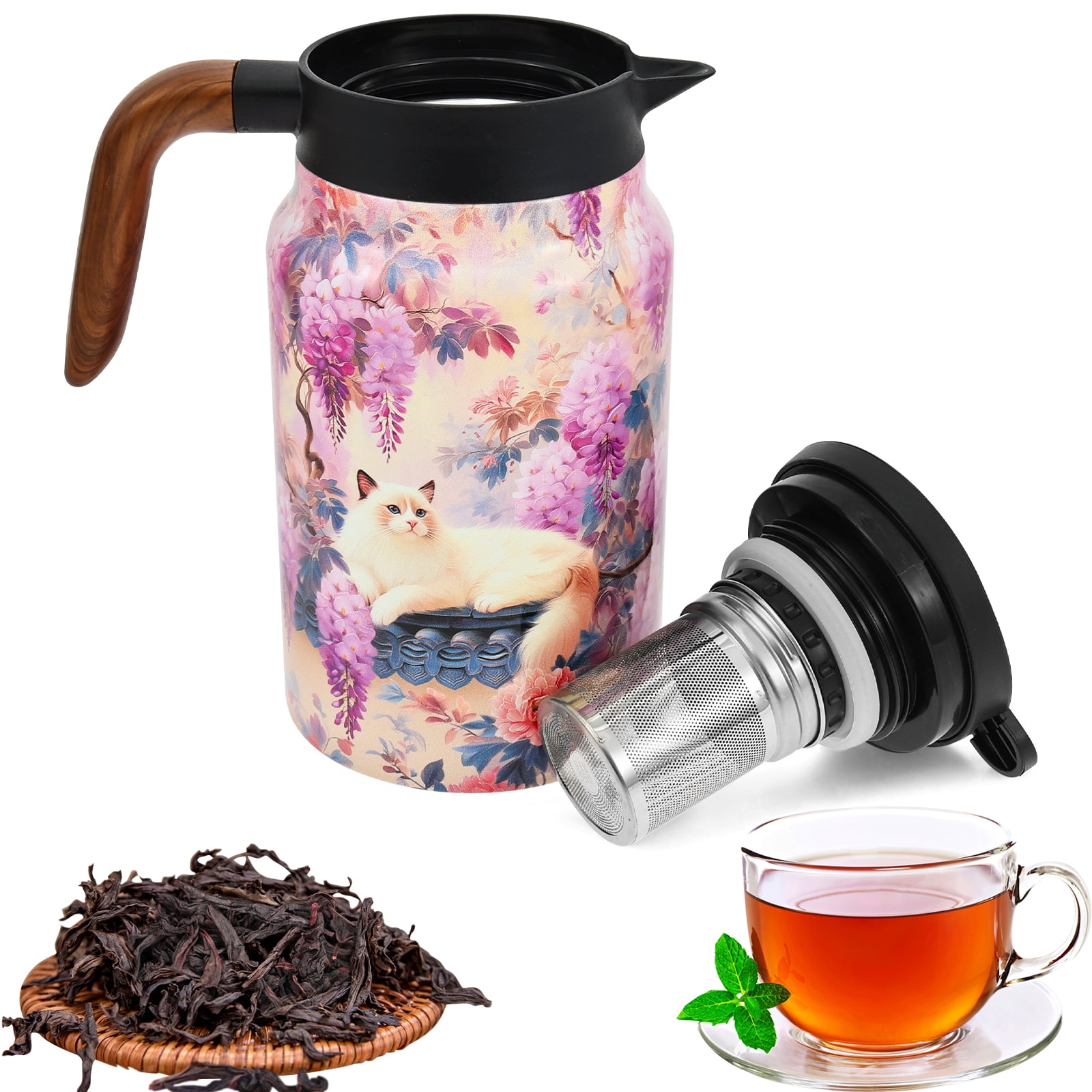 50 oz Vintage Floral Pattern Tea Pots – Built-in Infuser,Vintage Floral ...