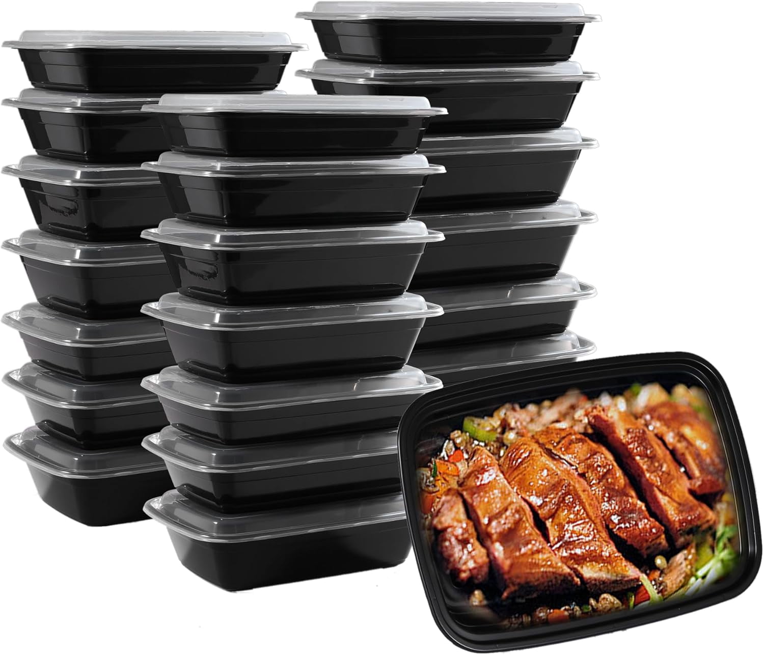 50 pack of Reusable Bento Box Spillproof Plastic Safe Lidded Food ...