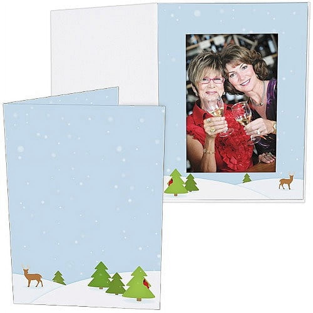 (50 pack) WINTER FOREST Holiday Photo Folder for 4x6 portrait prints ...