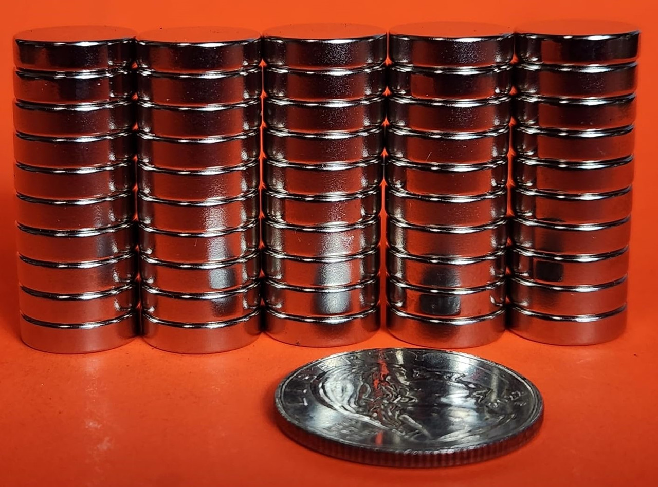 50 pc 1/2 in X 1/8 inch (13 mm x 3 mm) Permanent Magnet disc, The World ...