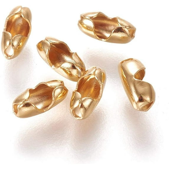 50 pc 304 Stainless Steel Ball Chain Connectors Real 18K Gold Plated 5 ...