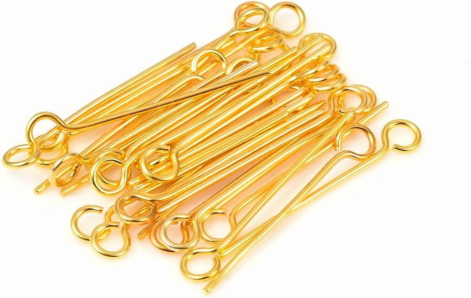 50 pc 304 Stainless Steel Eye Pins Golden 20mm Hole: 2mm Pin: 0.6mm 304 ...