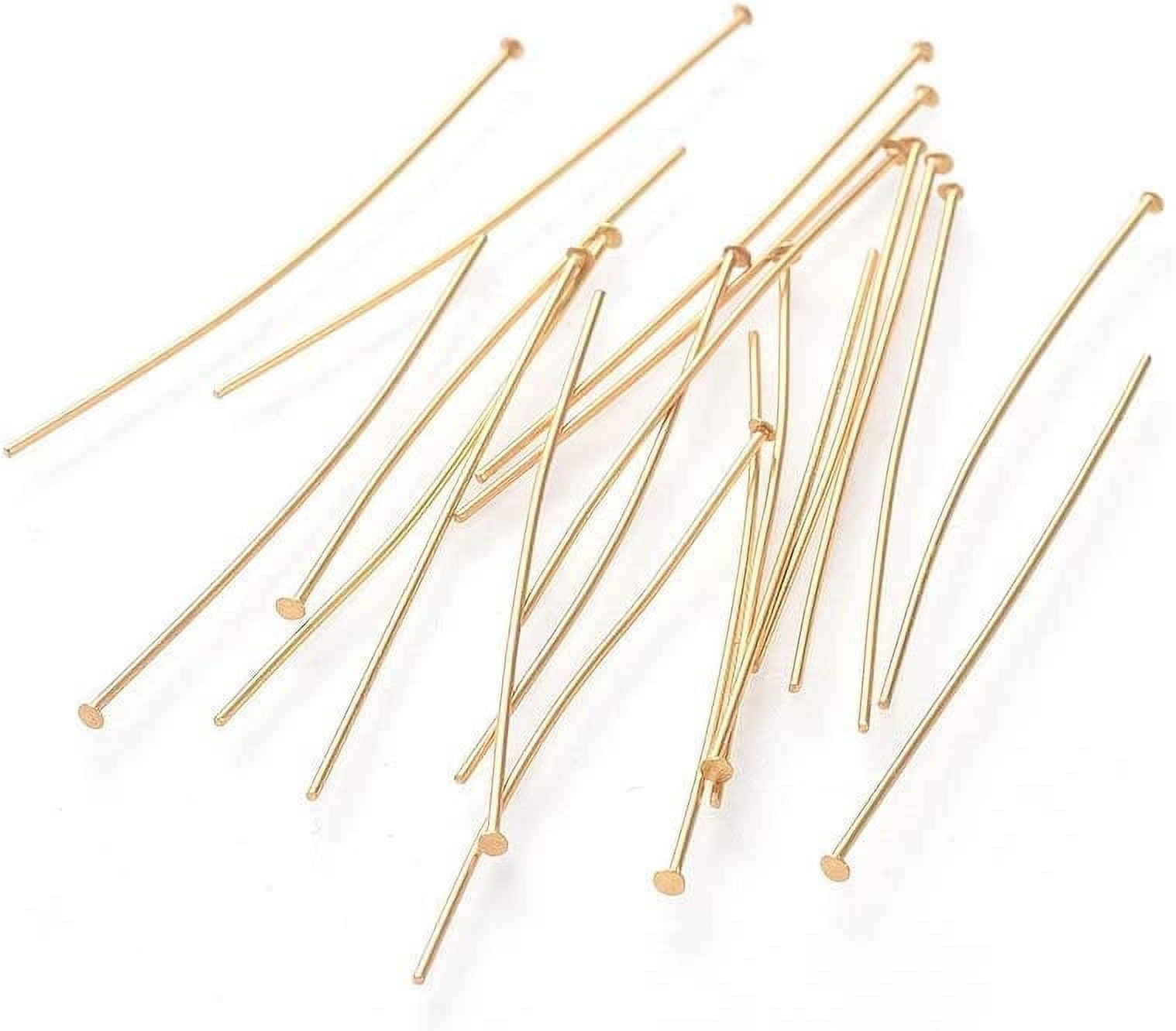 50 pc 304 Stainless Steel Flat Head Pins Real 18K golden Plated 45x0 ...