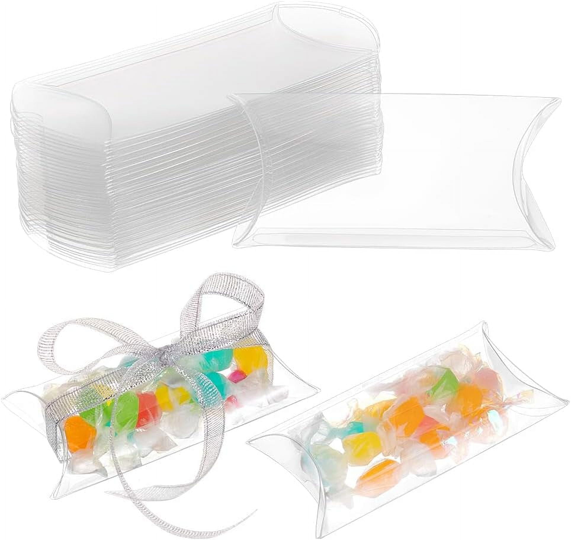 50 pc 50 Pack PVC Plastic Pillow Box 4x2.4x1 Inch Clear Gift Packaging ...