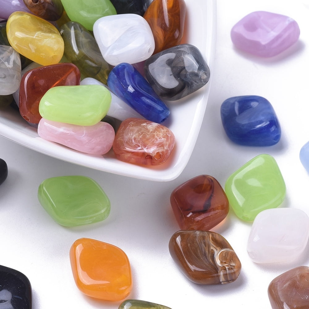 50 pc Acrylic Beads Imitation Gemstone Style Rhombus Mixed Color 20mm ...