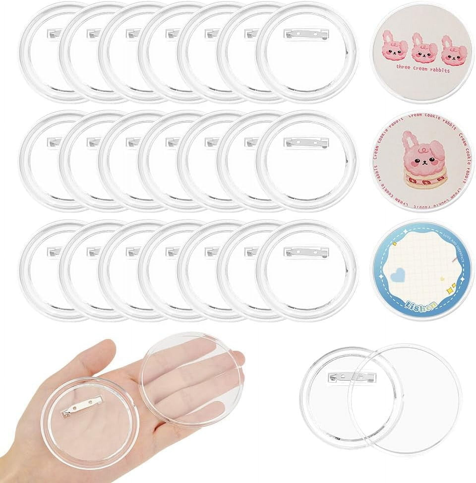 50 pc Acrylic Button Pin Badge Blank Flat Round Brooch Cabochon ...