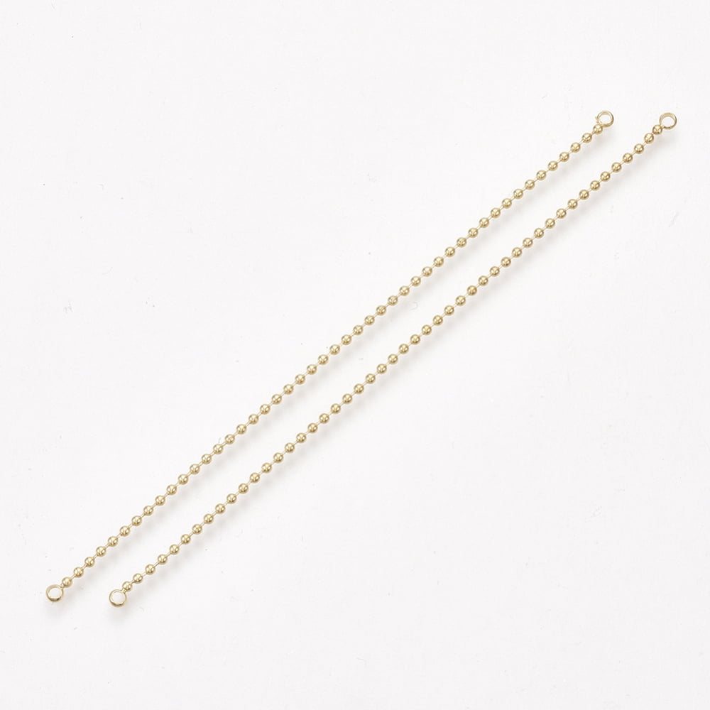 50 pc Brass Ball Chain Links connectors Real 18K Gold Plated 102~105x1 ...