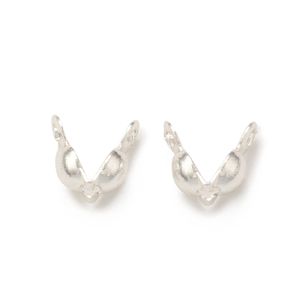 50 pc Brass Bead Tips Calotte End Caps Clamshell Knot Cover Silver ...