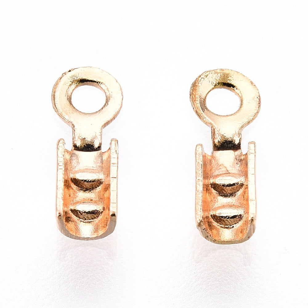 50 pc Brass Folding Crimp Ends Fold Over Crimp Cord Ends Nickel Free ...