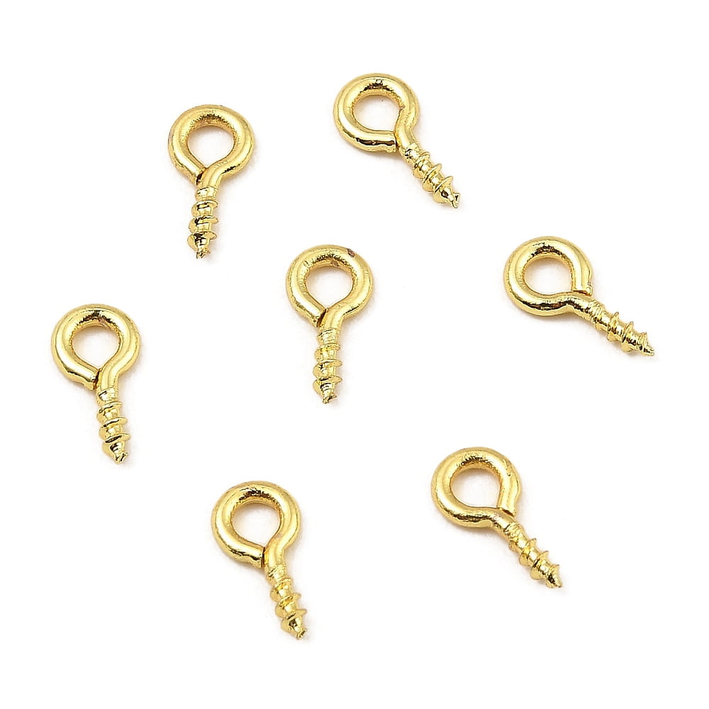 50 pc Brass Peg Bails Screw Eye Peg Bails Real 18K Gold Plated 8x4x1mm ...