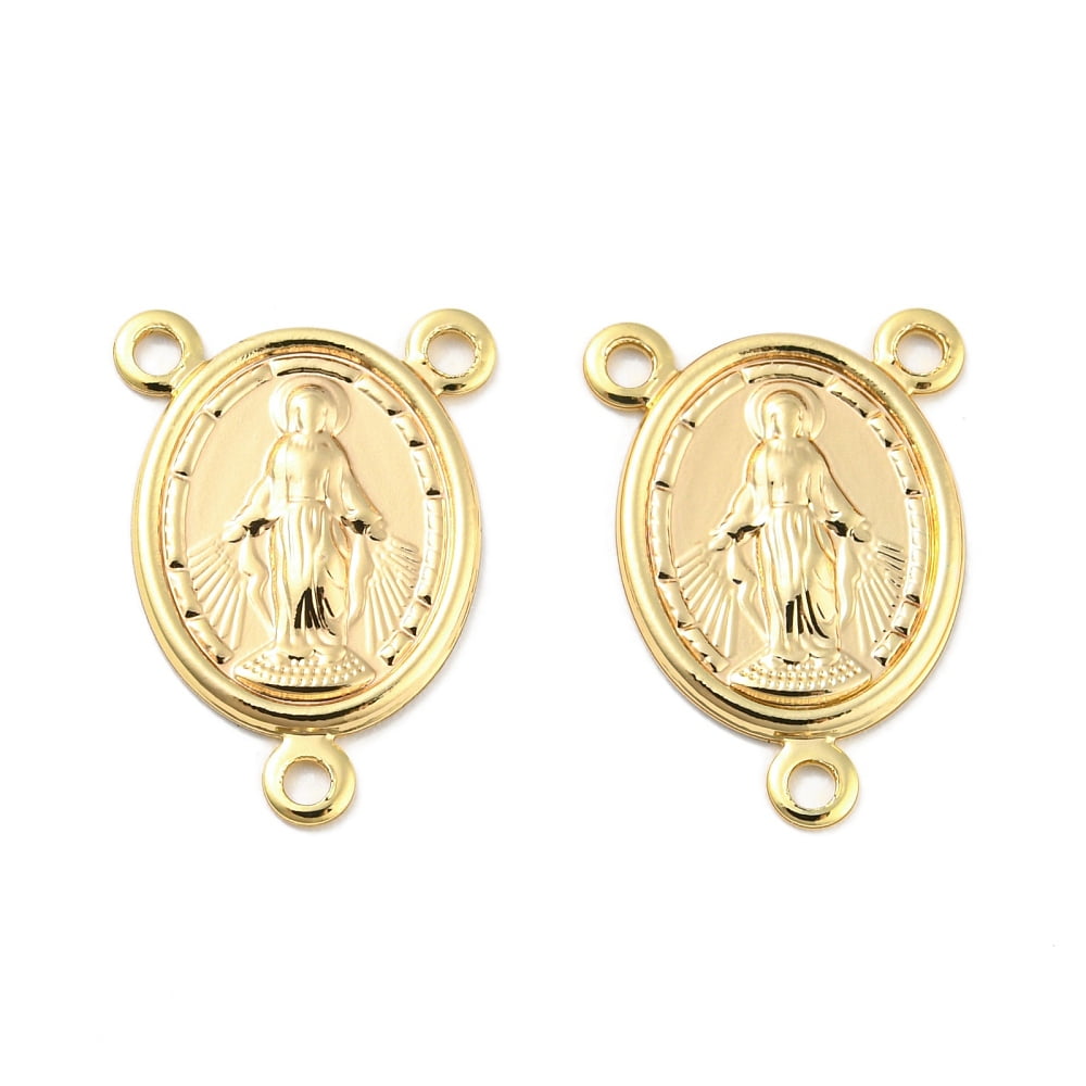 50 pc Brass Rosary Center Pieces Oval with Virgin Mary Chandelier ...