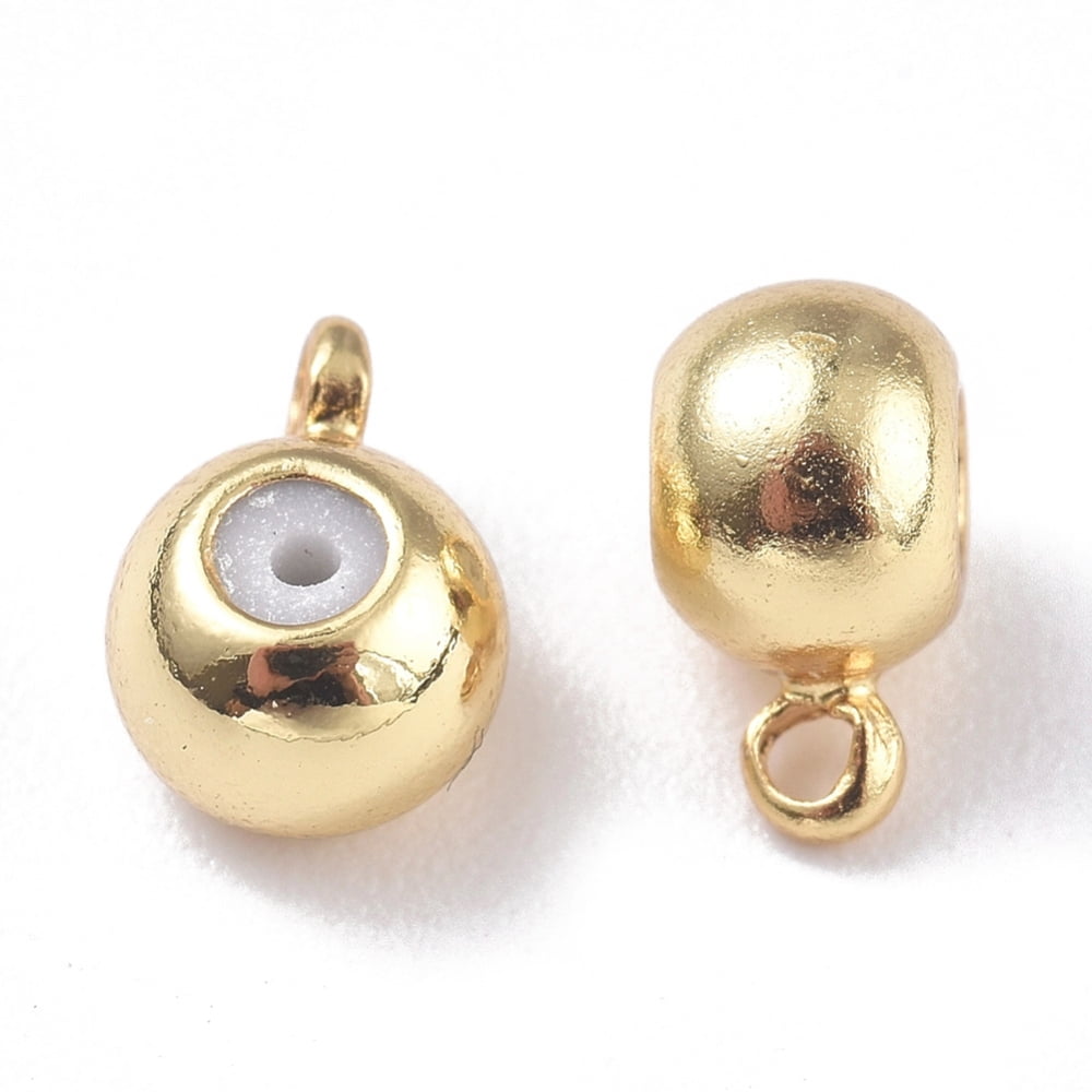 50 pc Brass Tube Bails Loop Bails Bail Beads with CCB Plastic Inside ...