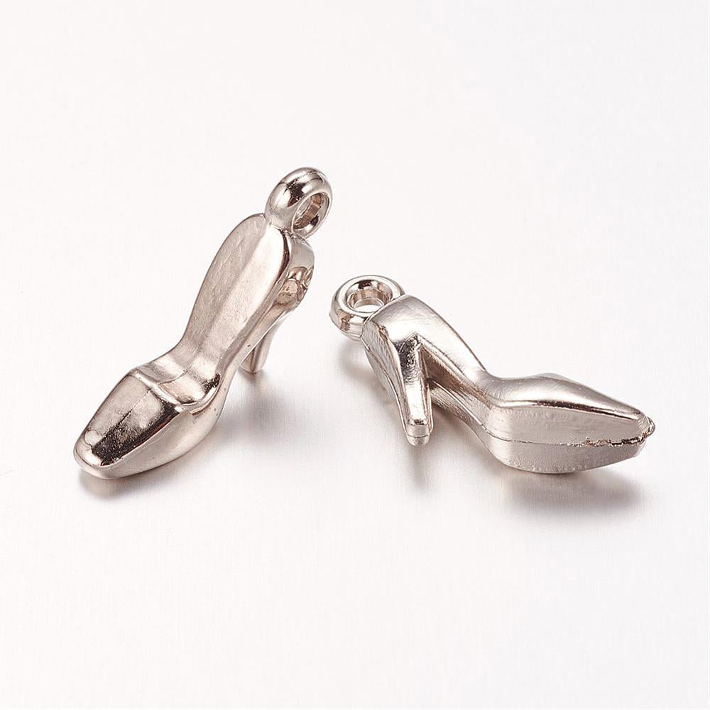 50 pc CCB Plastic Pendants High Heel-Shoe Charms Platinum color 23.5mm ...