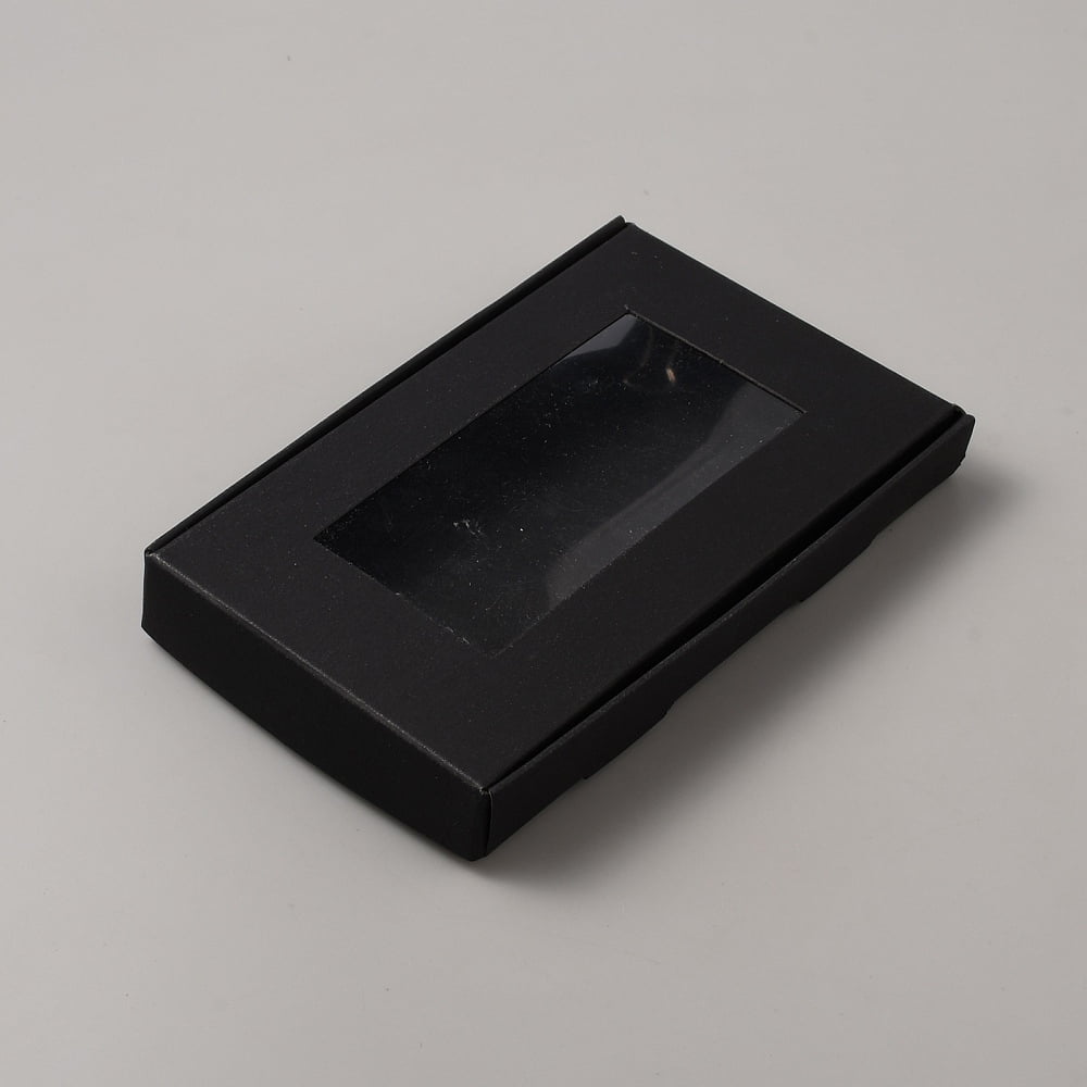 50 pc Cardboard Paper Mailer boxes with Visible Windows Rectangle Black ...