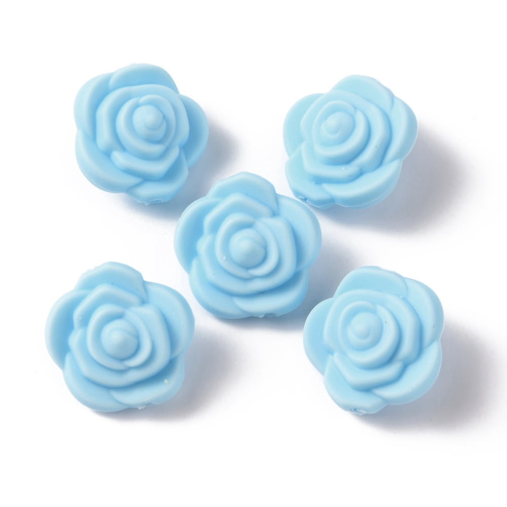 50 pc Food Grade Eco-Friendly Silicone Beads Double-sided Rose Light ...