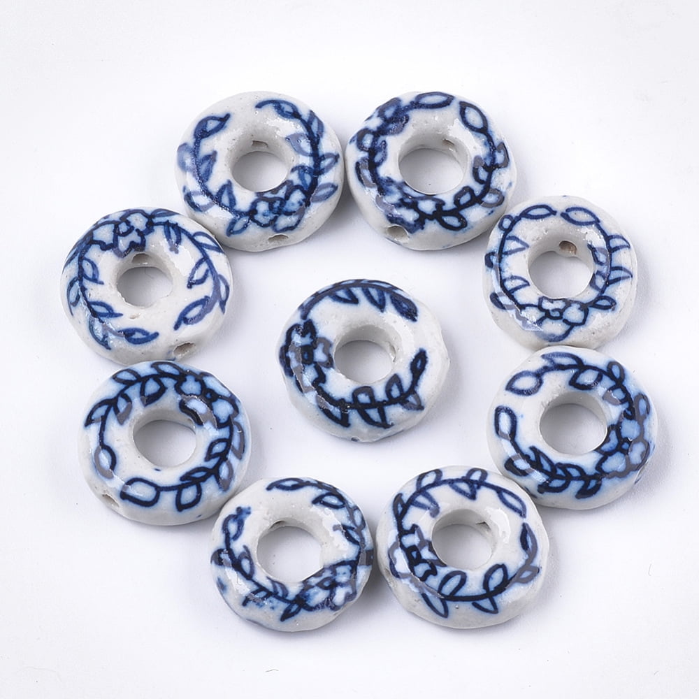 50 pc Handmade Porcelain Bead Frame Beads Blue and White Porcelain ...