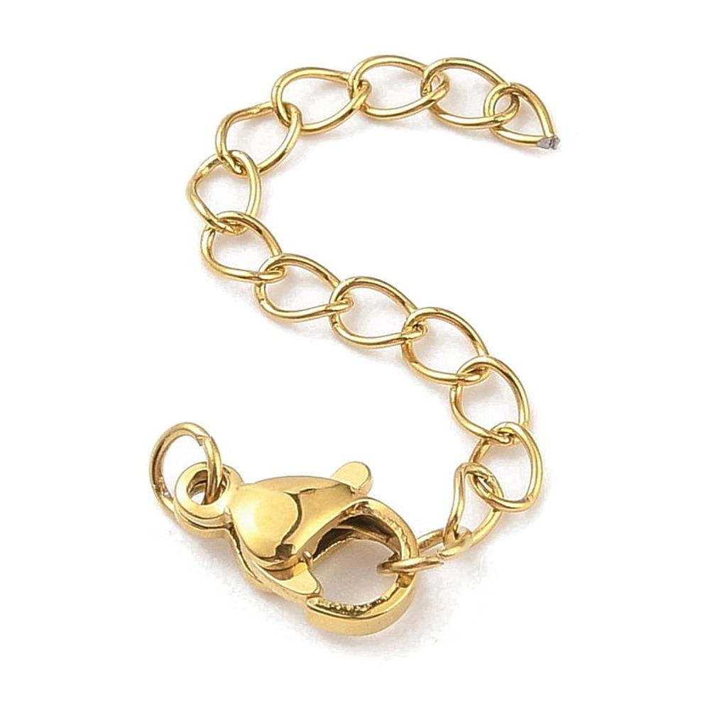 50 pc Ion Plating(IP) 304 Stainless Steel Curb Chain Extender Golden ...