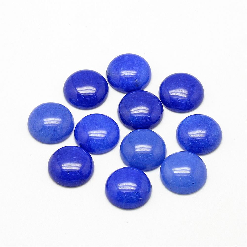 50 pc Natural White Jade Cabochons Dyed Half Round/Dome Royal Blue 14x5 ...